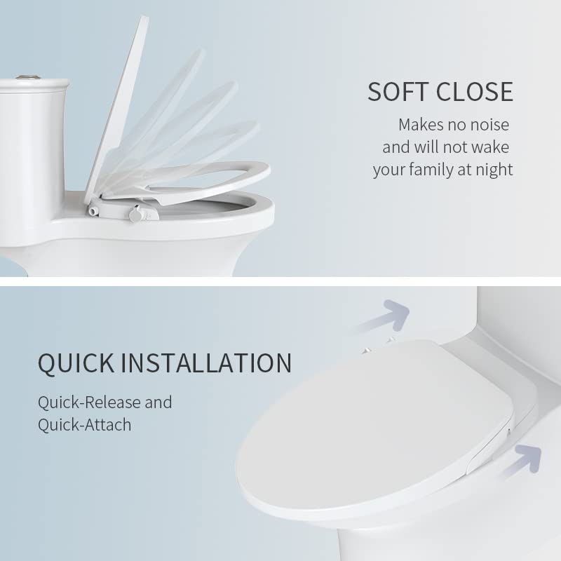 LEIVI Non-Electric Bidet Toilet Seat, Self-Cleaning Dual Nozzle System, Adjustable Spray Pressure and Position, Quiet-Close Lid, Easy Installation, Elongated