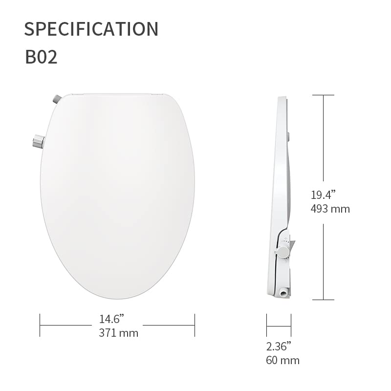 LEIVI Non-Electric Bidet Toilet Seat, Self-Cleaning Dual Nozzle System, Adjustable Spray Pressure and Position, Quiet-Close Lid, Easy Installation, Elongated