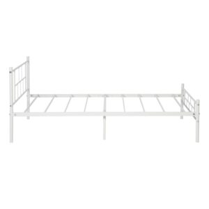 Liink1Ga White Twin Bed Frames with Headboard, Twin Bed Frame No Box Spring Needed, No Squeaky, Easy to Assemble Twin Size Bed Frames, Country Rustic Style