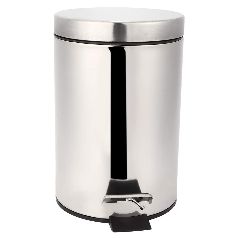 Trash Can - 3L Household Stainless Steel Step Pedal Trash Can - Dustbin Rubbish Garbage Bin Container Suit for Toilet, Bathroom, Kitchen, Living Room