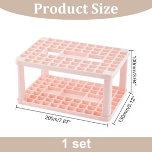 AHANDMAKER Paint Brush Holder, 71 Holes Makeup Brush Holder Organizer Plastic Brush Crate Storage Holder for Artist Paint, Pen, Pencil, Marker, Cosmetic Brush, Small Tools Organizer, Pink