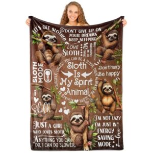 innobeta sloth gifts for women, sloth throw blanket, sloth flannel blankets for women, girls, teens, 50 x 65 inches, spirit animal