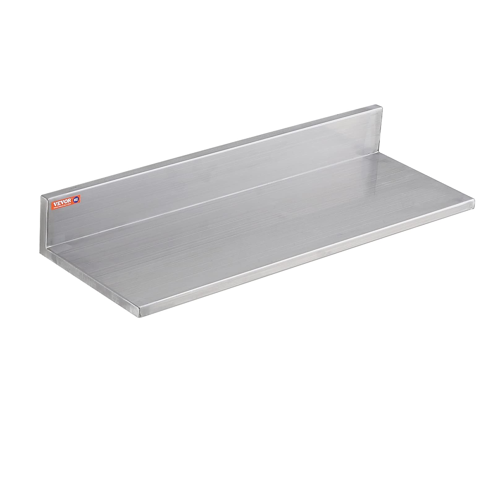 VEVOR Stainless Steel Shelf, Wall Mounted Floating Shelving with Brackets, Commercial Shelves, Heavy Duty Storage Rack for Restaurant, Kitchen, Bar, Home, and Hotel