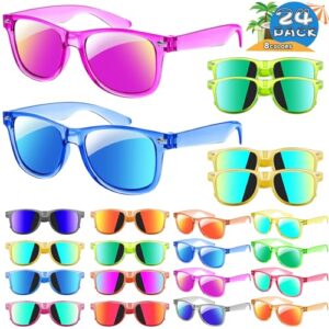 mikulala 24pack kids sunglasses party favors,neon sunglasses in bulk for kids, great gift for birthday graduation party supplies, beach, pool party favors, party toys, goody bag favors