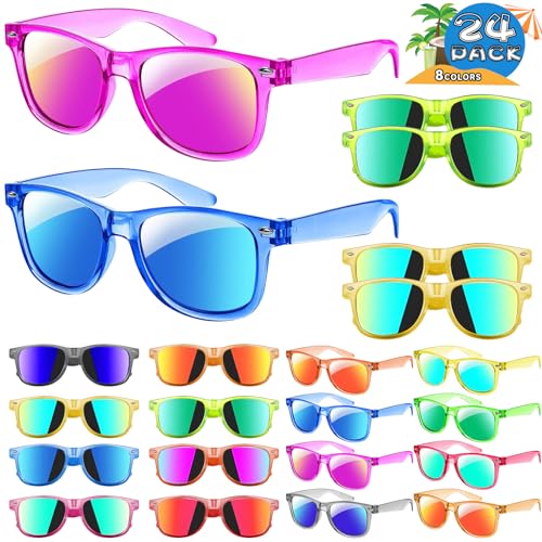 Mikulala 24Pack Kids Sunglasses Party Favors,Neon Sunglasses in Bulk for Kids, Great Gift for Birthday Graduation Party Supplies, Beach, Pool Party Favors, Party Toys, Goody Bag Favors