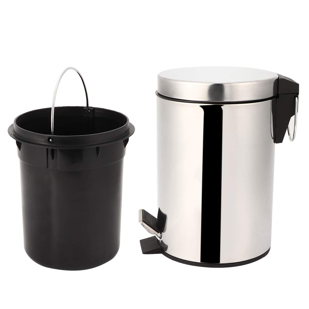 Trash Can - 3L Household Stainless Steel Step Pedal Trash Can - Dustbin Rubbish Garbage Bin Container Suit for Toilet, Bathroom, Kitchen, Living Room