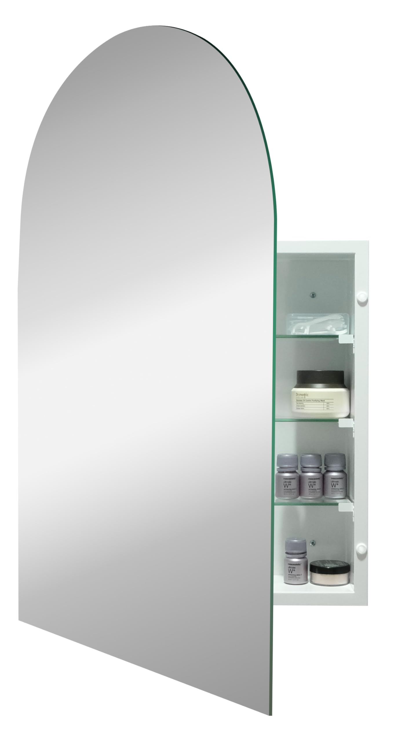 HESONTH Arched Medicine Cabinets with Frameless Mirror, Wall Mounted Bathroom Medicine Cabinet, Bathroom Mirrored Cabinet with Storage, 24x36 Inches Vanity Mirrors with Storage Cabinet