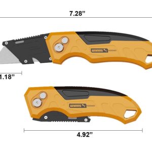 Veltec Pro Folding Utility Knife with 3 Extra SK5 Blades (Black)