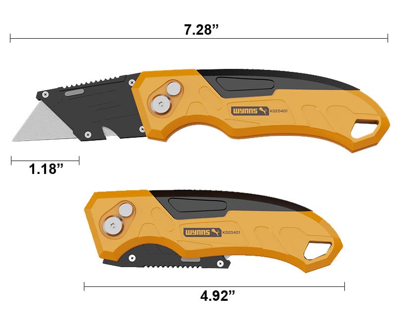 Veltec Pro Folding Utility Knife with 3 Extra SK5 Blades (Black)