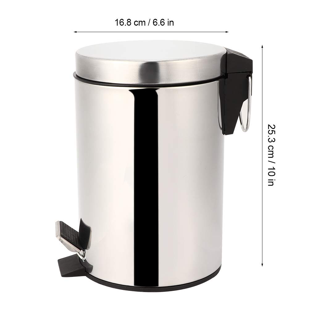 Trash Can - 3L Household Stainless Steel Step Pedal Trash Can - Dustbin Rubbish Garbage Bin Container Suit for Toilet, Bathroom, Kitchen, Living Room