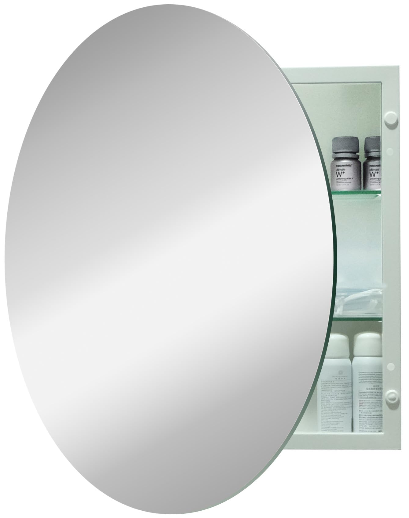 HESONTH Medicine Cabinet Round 28 Inch x 28 Inch Bathroom Cabinet Mirror, Circular Storage Cabinet Round Frameless Mirror Cabinet with Surface Mounted