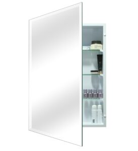 hesonth bathroom medicine cabinet with 16"x26" frameless mirror, rectangular beveled frameless mirror cabinet,wall mounted cabinet for bathroom toilet kitchen,recess or surface mount installation