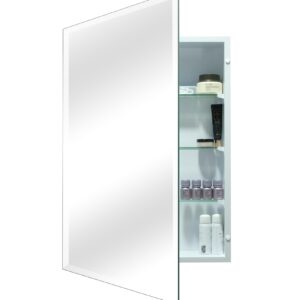 HESONTH Bathroom Medicine Cabinet with 16"x26" Frameless Mirror, Rectangular Beveled Frameless Mirror Cabinet,Wall Mounted Cabinet for Bathroom Toilet Kitchen,Recess or Surface Mount Installation