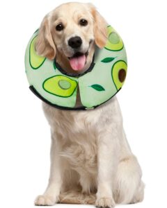 dog cone collar for small medium large dogs for after surgery, pet inflatable neck donut collar soft protective recovery cone for dogs and cats - alternative e collar does not block vision - green,l