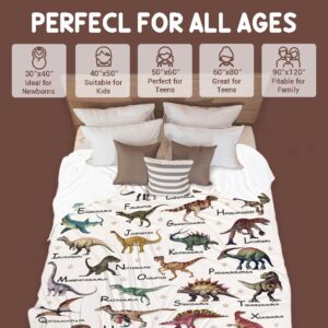 Dinosaurs Blanket Gifts Super Soft Lightweight Flannel Dinosaurs Bed Alphabet Blankets Throw for Kids, Adult, Suitable for Couch, Sofa, Bed, Camping, Travel All Seasons 40"x50" for Kid