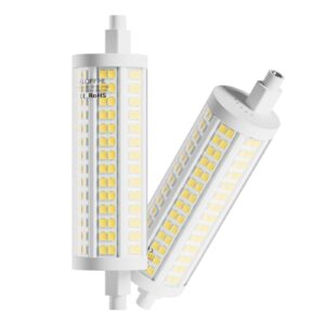 r7s 118mm 20w led bulb, dimmable j type double ended flood light, 200w halogen t3 replacement, 120v 2500 lumen, wall security floor standing lamp for work and home, pack of 2 (4000k natural white)