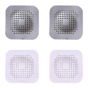 4 pack hair catcher,square drain cover for shower silicone hair stopper with suction cups suit for bathroom bathtub kitchen