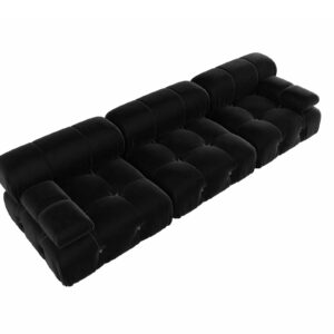 TIFLON Modular Sectional Sofa,Minimalist Velvet Sofas Couches, Modern Convertible Couch 3 Seats Living Room Sofa Sets for Office Apartment,104"(Black)