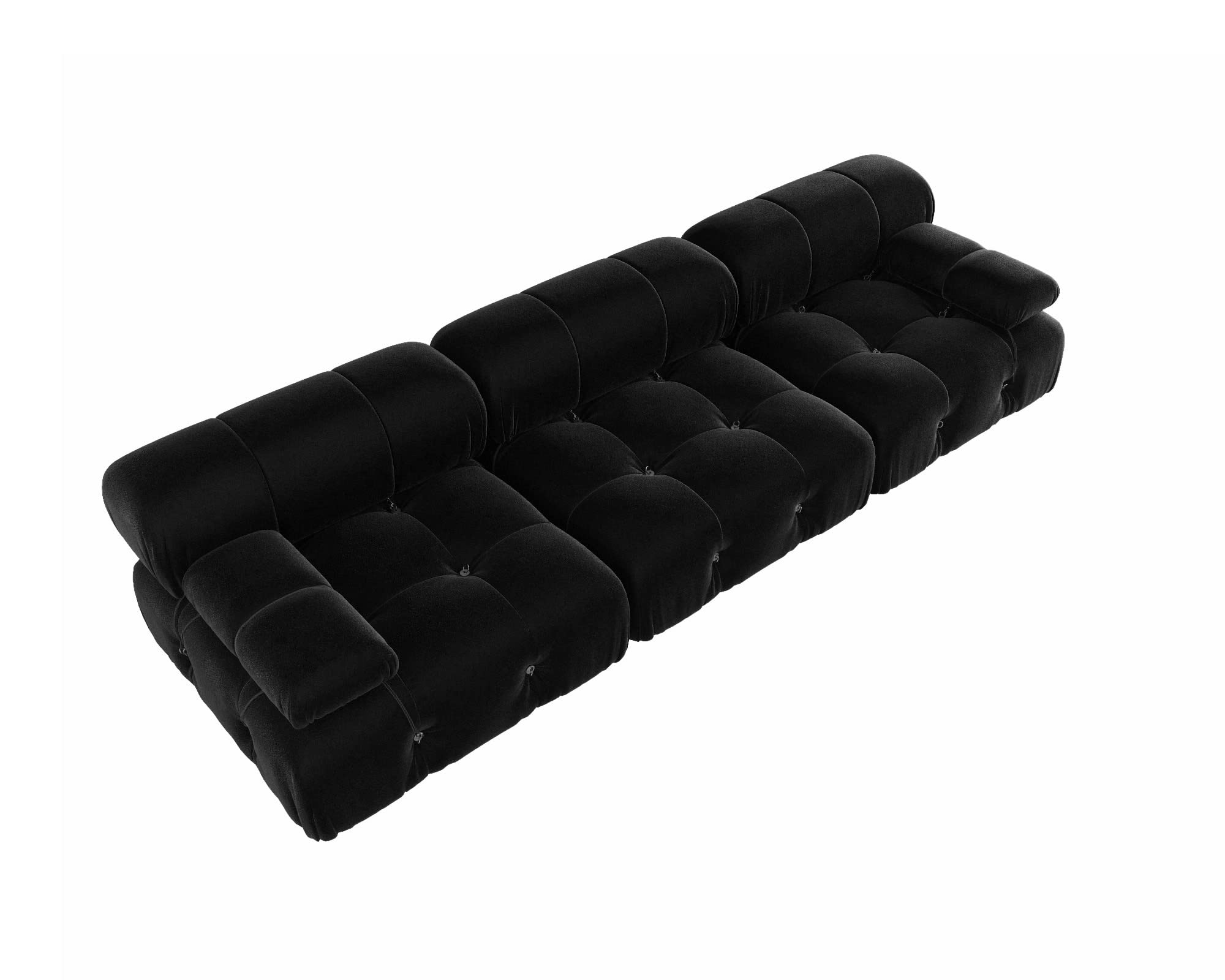 TIFLON Modular Sectional Sofa,Minimalist Velvet Sofas Couches, Modern Convertible Couch 3 Seats Living Room Sofa Sets for Office Apartment,104"(Black)