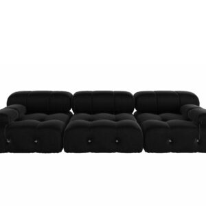 TIFLON Modular Sectional Sofa,Minimalist Velvet Sofas Couches, Modern Convertible Couch 3 Seats Living Room Sofa Sets for Office Apartment,104"(Black)