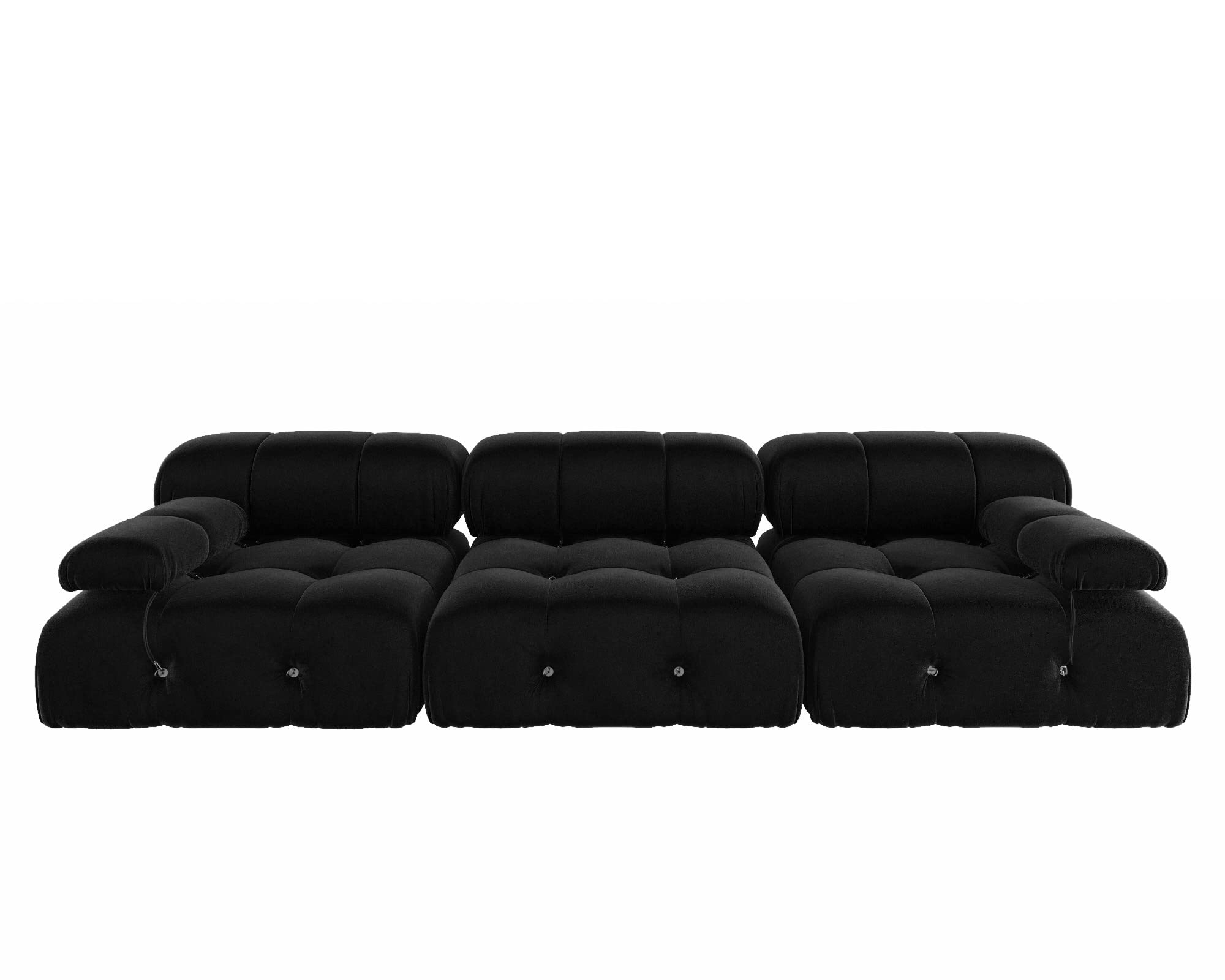 TIFLON Modular Sectional Sofa,Minimalist Velvet Sofas Couches, Modern Convertible Couch 3 Seats Living Room Sofa Sets for Office Apartment,104"(Black)