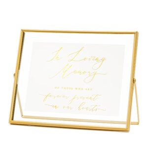 calculs horizontal gold floating picture frame in loving memory wedding display signs place card/menu holder party décor for reception table centerpiece 10"(l) x 8"(h)