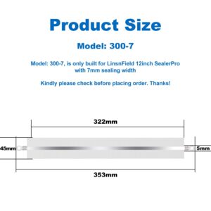 Impulse Sealer Repair Kits for LinsnField 12inch Sealer Pros, PTFE & Width of 7-mm Heat Seal Strips, Length(Including Hole) of 13.4inch, Pack of 6