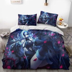 akardo fate grail war anime duvet cover soft 3d printed bedding set with comforter cover 3 piece set includes 2 pillowcases and 1 duvet cover machine washable (12,twin (68"x86"))