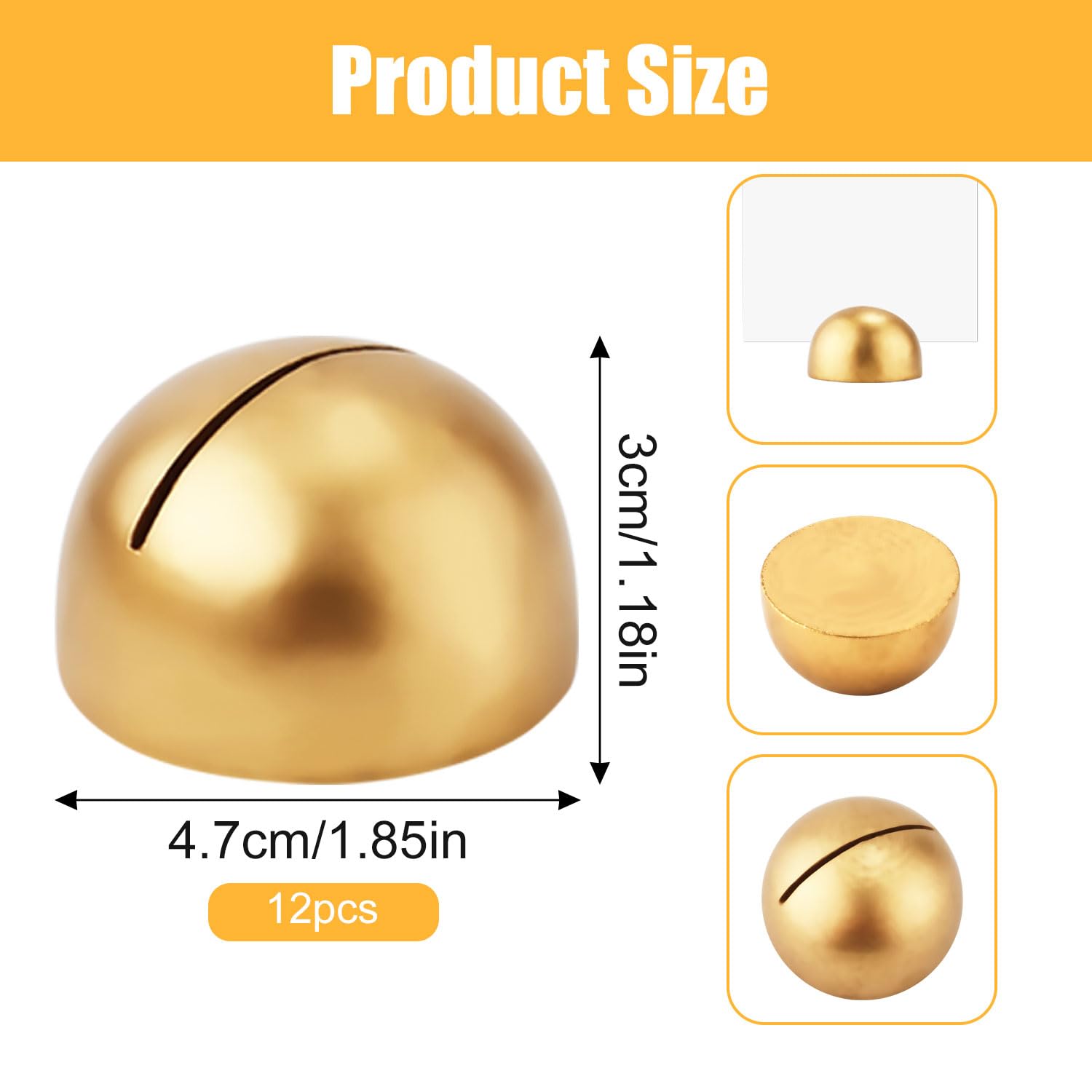 12pcs Round Table Number Stands, Modern Place Card Holders Table Number Clips Table Number Holders for Wedding Reception Anniversary Birthday Party Banquet (Gold)