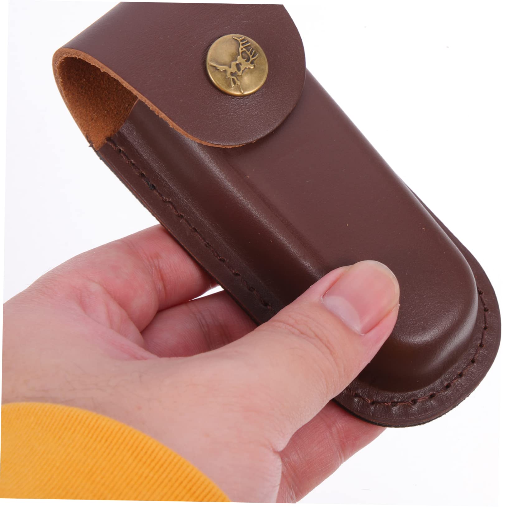 DOITOOL Leather Knife Case Leather Leather Waist Belt Camping Folding Knives Pocket Tool Pouch Belt Pancake Small Cover for Cutter Kitchen Camping Cutter Cover