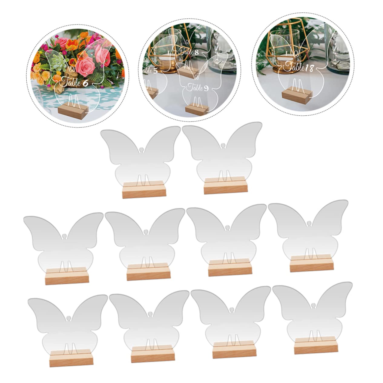 Wedding Decor 20 Sets Butterfly Seat Card Acrylic Table Three-Dimensional Transparent Mirror Wall Decor