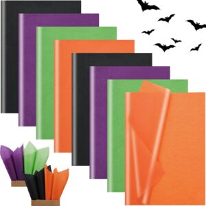 100 sheets 20 * 14 inches halloween tissue paper for gift wrapping, green black orange purple tissue paper for gift bags for birthday fall halloween thanksgiving day diy craft