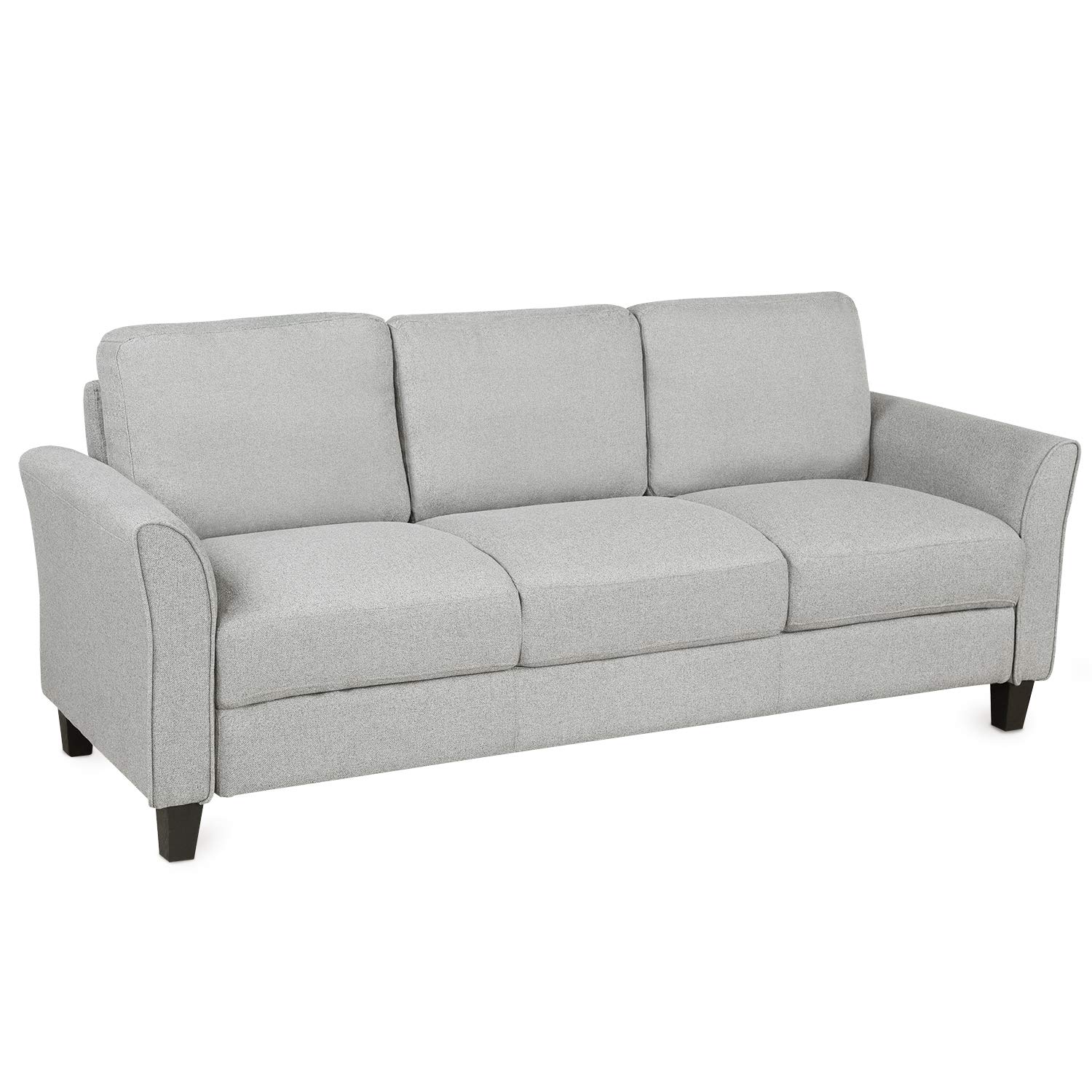 Harper&Bright Designs 3-Seat Sofa Living Room Linen Fabric Sofa Upholstered Sofa with Cushion Back (Light Gray)