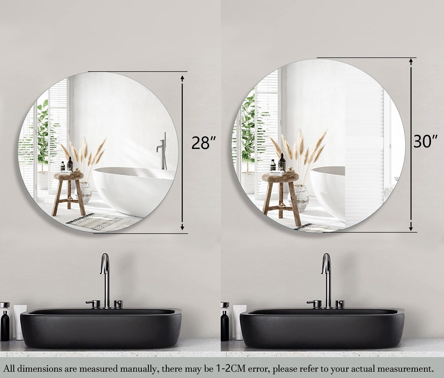 HESONTH Medicine Cabinet Round 28 Inch x 28 Inch Bathroom Cabinet Mirror, Circular Storage Cabinet Round Frameless Mirror Cabinet with Surface Mounted