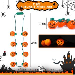 Shindel 2PCS Pumpkin Light Up Necklaces, Light Up Halloween Necklace Pumpkin Flashing Necklace Halloween Party Favors Trick or Treat