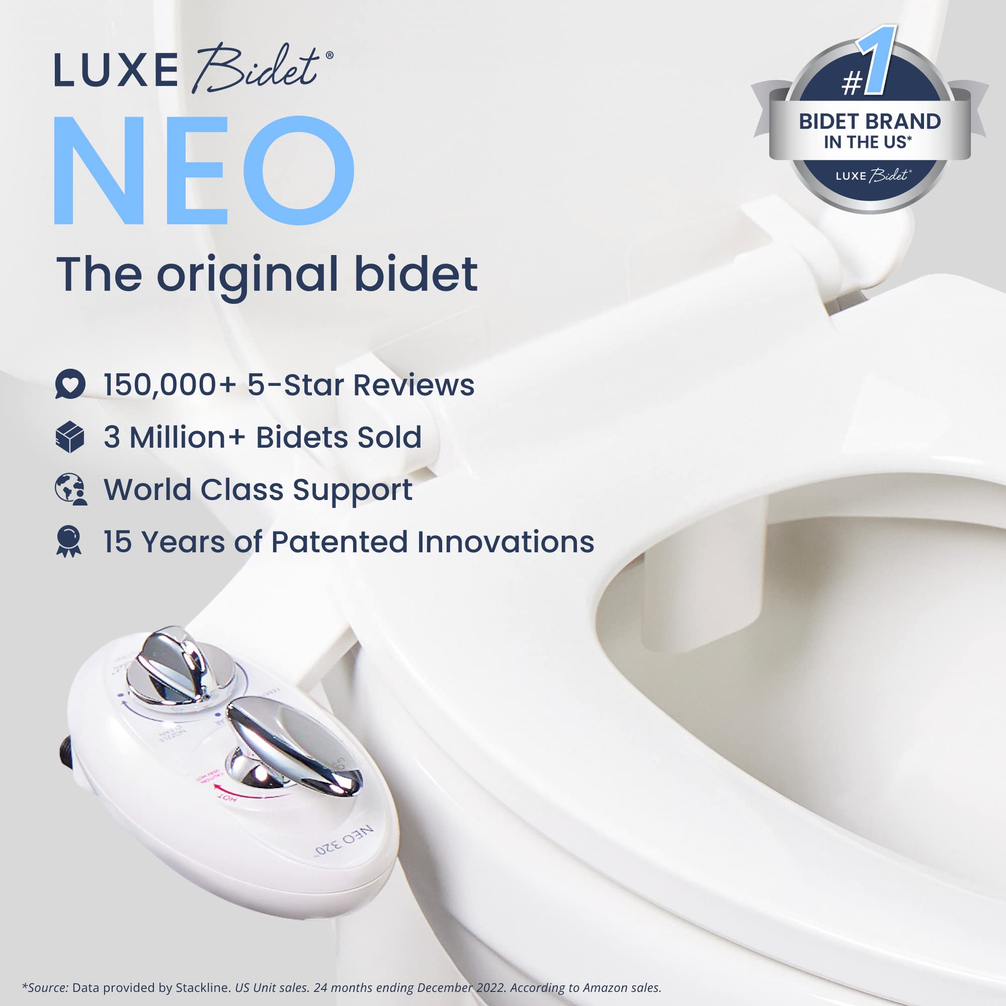 LUXE Bidet NEO 320 - Self Cleaning Dual Nozzle - Hot and Cold Water Non-Electric Bidet Toilet Attachment& NEO 120 - Self Cleaning Nozzle - Fresh Water Non-Electric Bidet Toilet Attachment