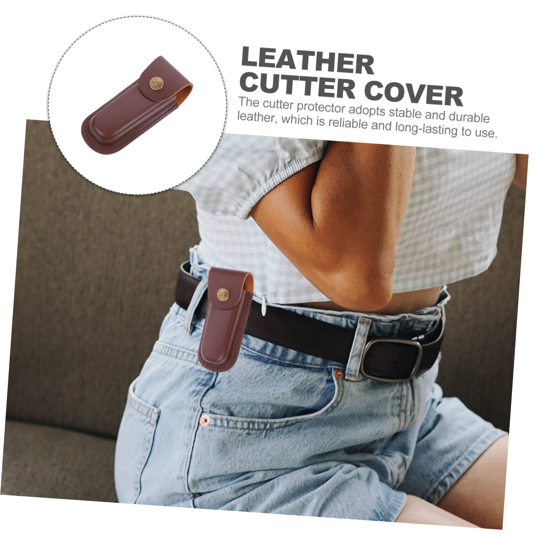 DOITOOL Leather Knife Case Leather Leather Waist Belt Camping Folding Knives Pocket Tool Pouch Belt Pancake Small Cover for Cutter Kitchen Camping Cutter Cover