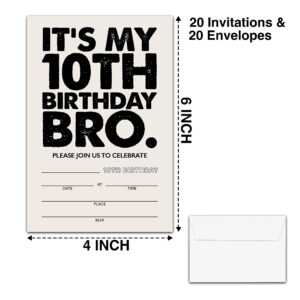 YSTEP It's My 10th Birthday Party Invitations, 20 Invite Cards with Envelopes, 4" x 6" Black and White Birthday Invites - C15