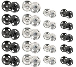 willrain sewing snaps,120 sets 8 mm and 10 mm,black and silver, sew-on snap buttons metal snaps fasteners press studs buttons for sewing