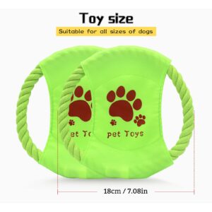 LuckyOpt Dog Rope Toys, 2Pc Flying Disc-Shaped Dog Fetch Toy for Boredom, Cotton Rope Dog Toy for Teething, Training,Throwing and Interacting for Small and Medium Dogs (Green)