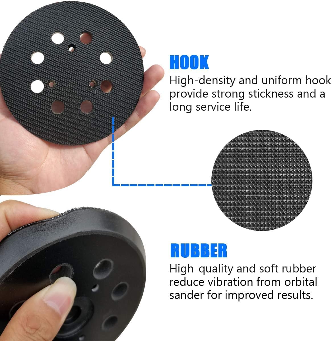 5 Inch 8 Hole Hook and Loop Replacement Sanding Pad for Makita BO5010, BO5030K, BO5031K, BO5041K Sander Backing Pad- 1 Pack