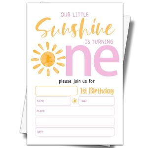 sunshine 1st birthday party invitations, 20 invite cards with envelopes, 4" x 6" you're my sunshine birthday invites - c10