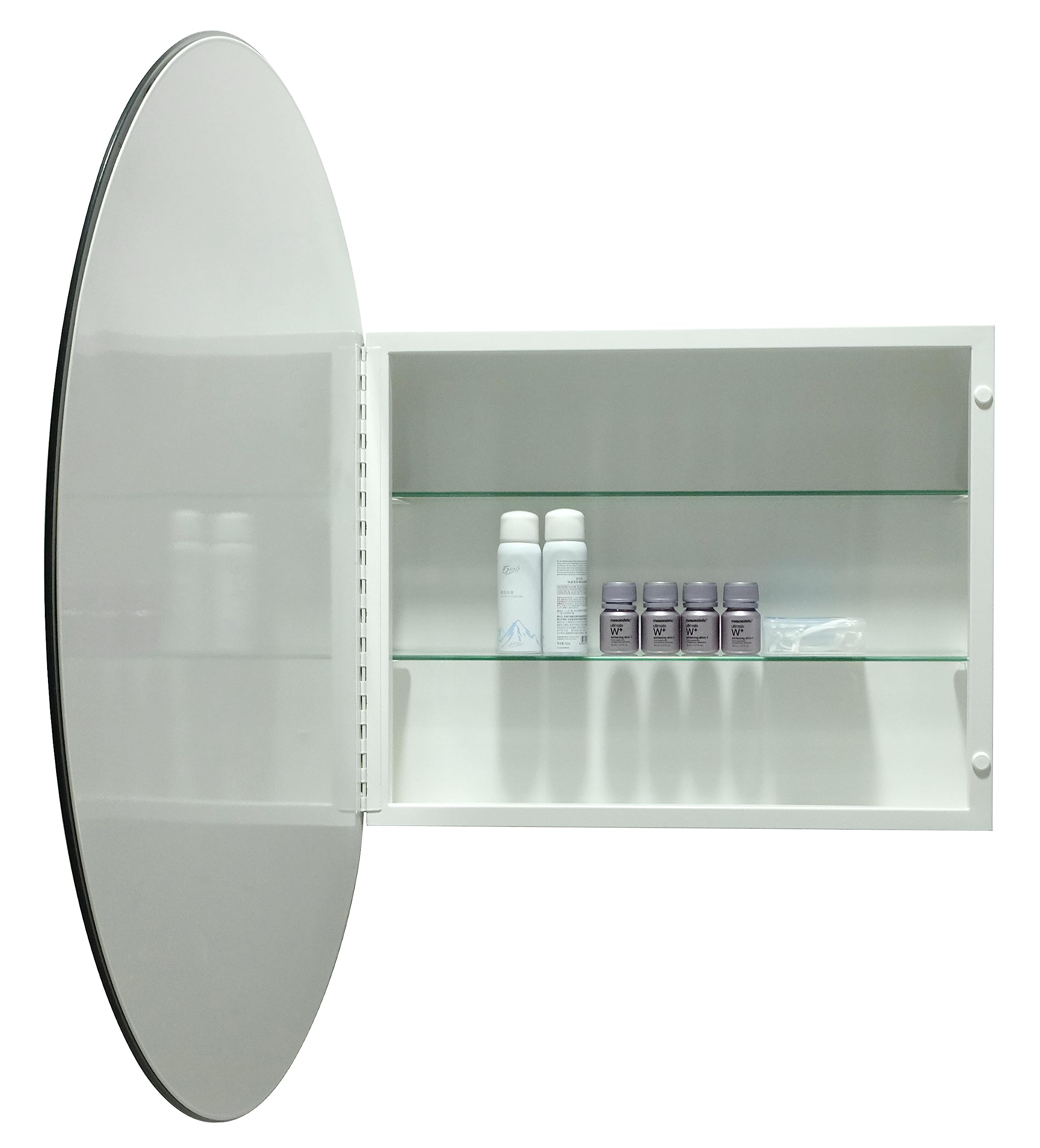 HESONTH Medicine Cabinet Round 28 Inch x 28 Inch Bathroom Cabinet Mirror, Circular Storage Cabinet Round Frameless Mirror Cabinet with Surface Mounted