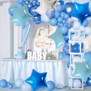 Blue Silver Foil Star Balloons, 18 Inches Star Foil Balloons for Helium, 10 pcs Blue Silver Helium Birthday Balloons, Party Foil Balloon Set for Graduation Wedding Birthday Party Decorations