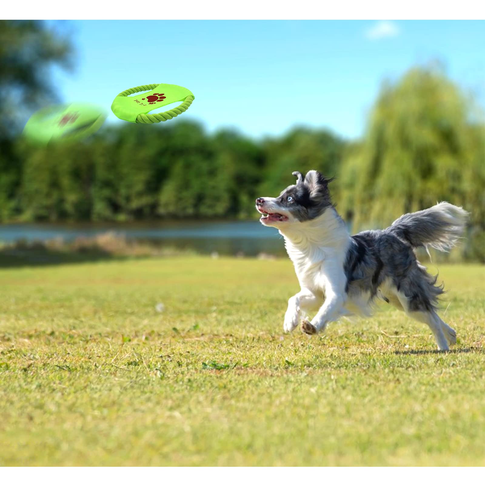 LuckyOpt Dog Rope Toys, 2Pc Flying Disc-Shaped Dog Fetch Toy for Boredom, Cotton Rope Dog Toy for Teething, Training,Throwing and Interacting for Small and Medium Dogs (Green)