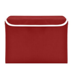 joisal maroon stackable flip-top storage basket with lid, collapsible bins with lids, plastic storage box bins, with handle and full print