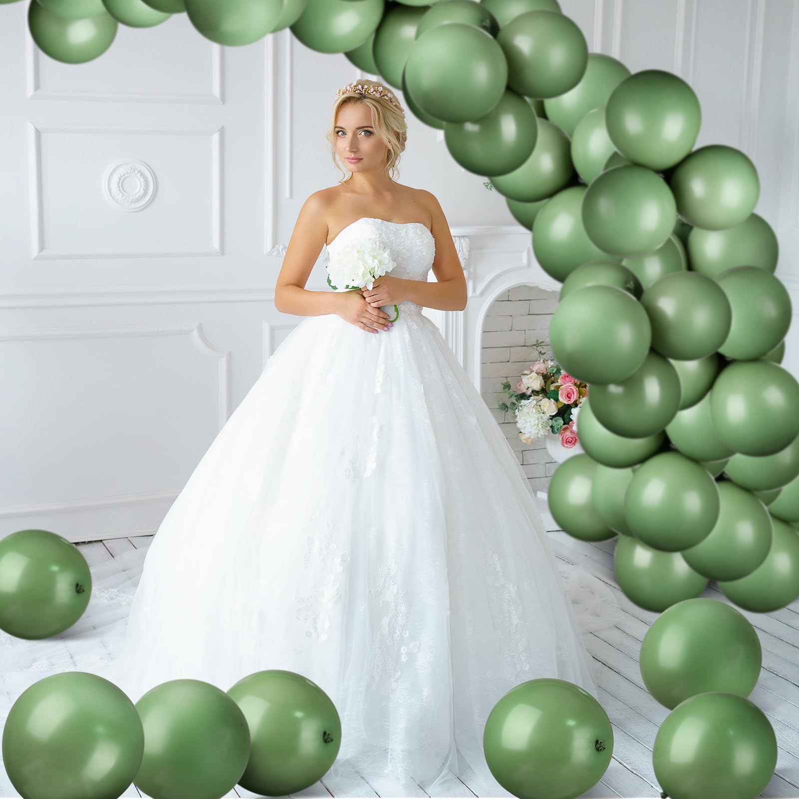 Jenaai 20 Pcs 24 Inch Balloons Large Sage Green Balloons Giant Wedding Olive Green Thick Big Jumbo Eucalyptus Latex Balloons for Birthday Bridal Shower Wedding Party Decorations