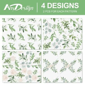 AnyDesign Greenery Wrapping Paper Watercolor Green Leaves Gift Wrap Bulk Eucalyptus Art for Wedding Baby Shower Bridal Spring DIY Crafts Packing, 8 Sheet, Folded Flat (A1767)