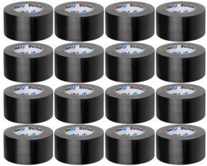 16 pack black duct tape bulk 2 inch duct tape heavy duty 30 yards each,strong no residue all-weather duct tape, tear by hand, multi-use for indoor & outdoor repairs, industrial, professional use