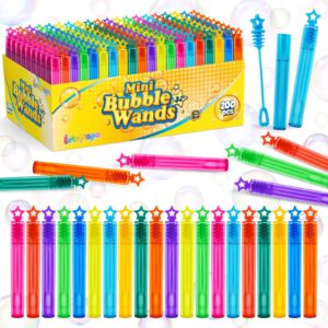 letapapa bubble wand, 200 pcs mini bubble wands bulk in 10 colors, bubble party favors for kids, summer toys, indoor outdoor activity, themed birthday, wedding, for girls & boys